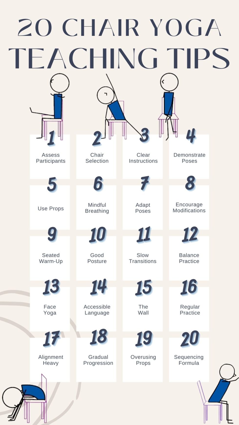 My Top 20 Chair Yoga Teaching Tips: Includes Infographic
