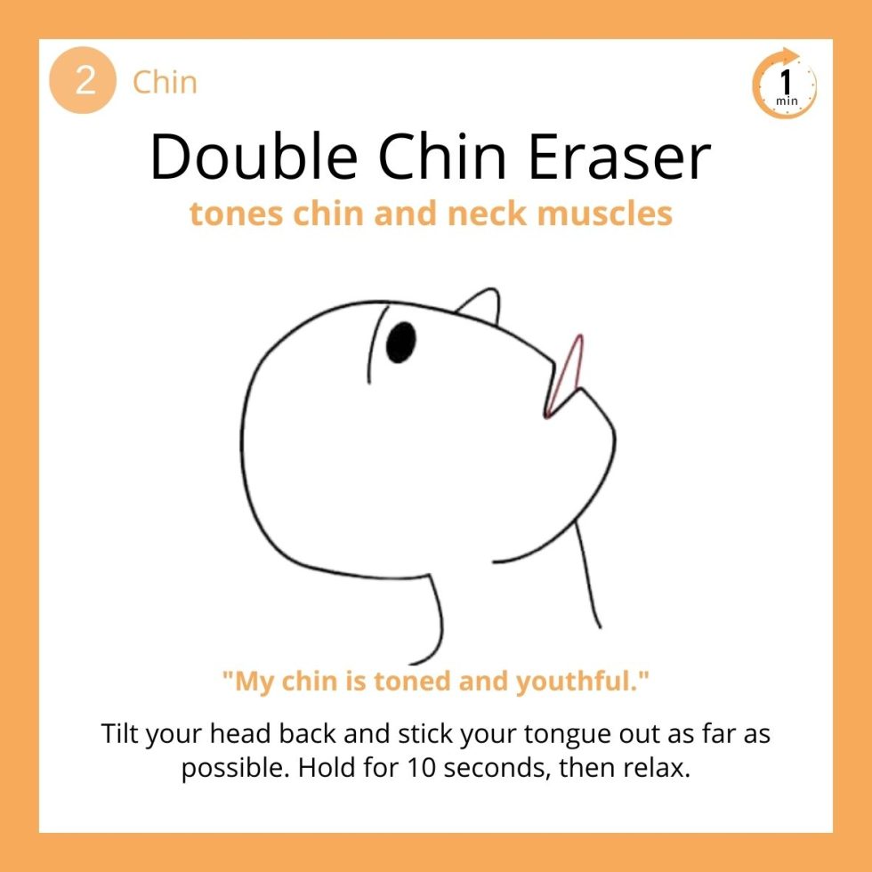 Chin Up: 3 Face Yoga Exercise Cards For Defining Your Chin