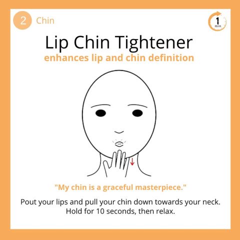 Chin Up: 3 Face Yoga Exercise Cards For Defining Your Chin